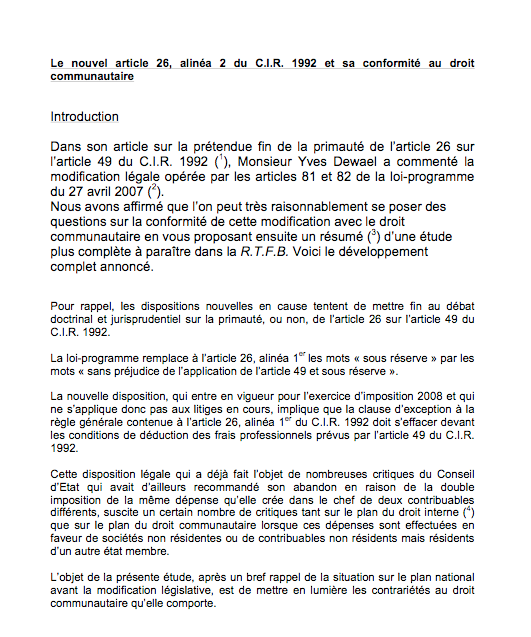 Phoros – Le nouvel article 26, alinéa 2 du C.I.R. 1992 et sa conformité ... Phoros – Le nouvel article 26, alinéa 2 du C.I.R. 1992 et sa conformité ...
